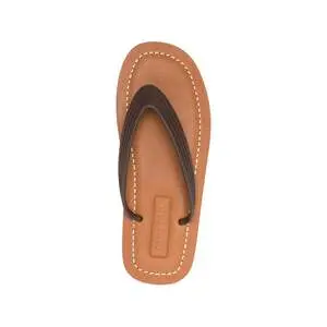 Miu Miu Thong Flip-flops With Logo Detail - Brown