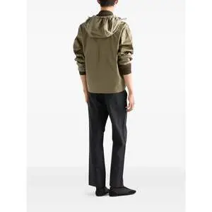 Prada Re-nylon Hooded Blouson Jacket With Logo Detail - Green