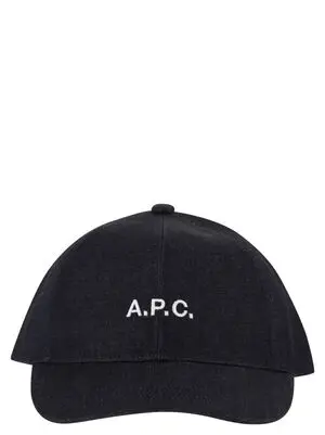 A.p.c. Cotton Denim Baseball Cap With Embroidered Logo - Multicolor