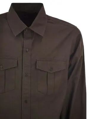 A.p.c. Cotton Utility Shirt With Patch Pockets - Brown
