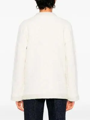 Gucci Long Sleeve Crewneck Bouclé Lamé Wool Cardigan - Multicolor