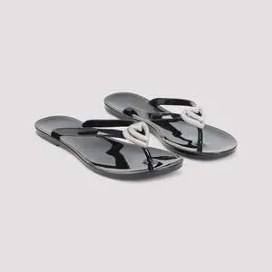 Mach & Mach Double Heart Pvc Sandals - Black