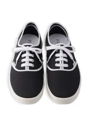 Prada Black Cotton Lace-up Sneakers - Multicolor