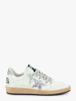 GOLDEN GOOSE Ballstar Leather Sneakers With Glitter Logo - Multicolor