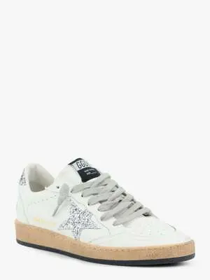 GOLDEN GOOSE Ballstar Leather Sneakers With Glitter Logo - Multicolor