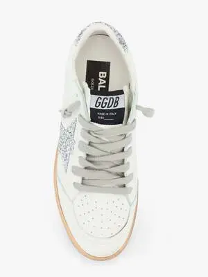 GOLDEN GOOSE Ballstar Leather Sneakers With Glitter Logo - Multicolor