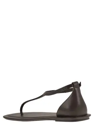 Brunello Cucinelli Nappa Leather Sandals With Precious Strap