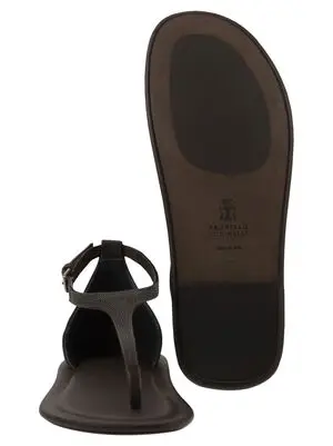 Brunello Cucinelli Nappa Leather Sandals With Precious Strap