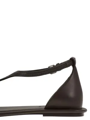 Brunello Cucinelli Nappa Leather Sandals With Precious Strap