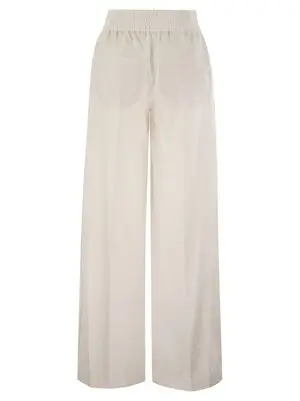 Brunello Cucinelli Loose Fit Cotton Trousers - Cream