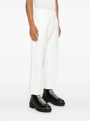 GOLDEN GOOSE Loose Fit White Cotton Denim Jeans With Star Stud Detailing
