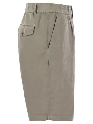 Brunello Cucinelli Bermuda Shorts In Light Délavé Linen Canvas - Yellow