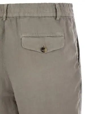 Brunello Cucinelli Bermuda Shorts In Light Délavé Linen Canvas - Yellow
