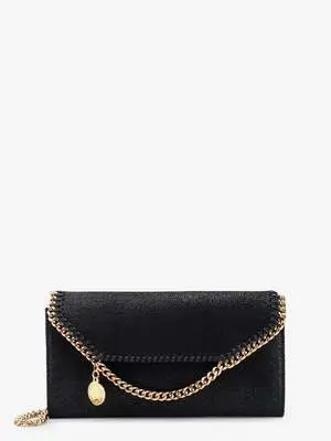 Stella McCartney Falabella Shaggy Deer Fabric Wallet - Black