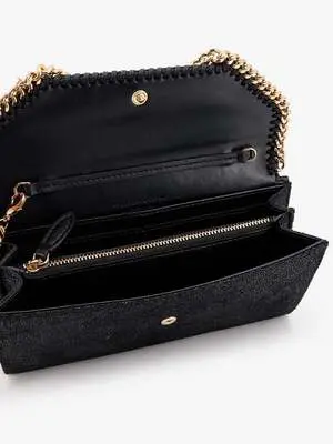 Stella McCartney Falabella Shaggy Deer Fabric Wallet - Black