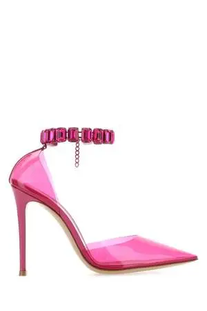GIANVITO ROSSI Pvc Pumps With Embellished Ankle Strap - Pink