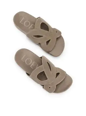Loewe X Paula's Ibiza Slide Ease Monogram Suede Sandals - Cream