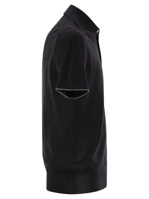 Brunello Cucinelli Lightweight Cotton Knit Polo Shirt - Black