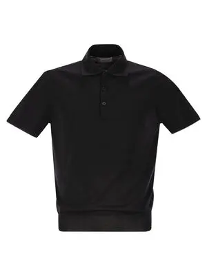 Brunello Cucinelli Brunello Cucinelli Men Lightweight Cotton Knit Polo Shirt Black