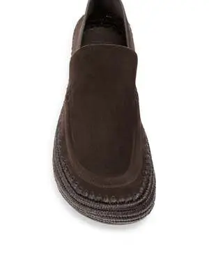 Loewe X Paula's Ibiza Rio Suede And Raffia Loafers - Brown
