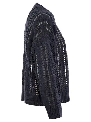 Brunello Cucinelli Cable & Mesh Jute And Cotton Jersey Sweater