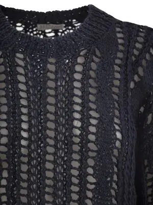 Brunello Cucinelli Cable & Mesh Jute And Cotton Jersey Sweater