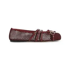 Gucci Mesh Ballerinas With Horsebit Detail - Red