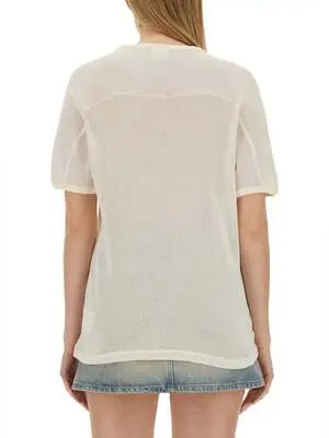 COURREGES T-shirt With Logo Detail - Cream
