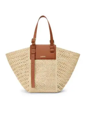 Loewe Hammock Cabas Medium Bag In Raffia And Calfskin - Multicolor