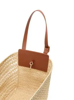 Loewe Hammock Cabas Medium Bag In Raffia And Calfskin - Multicolor