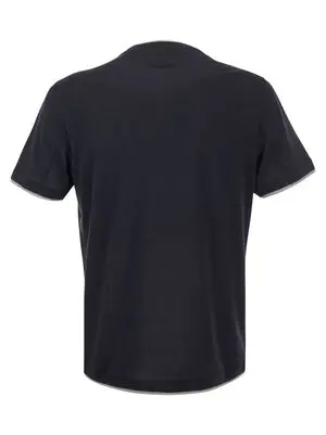 Brunello Cucinelli Silk And Cotton T-shirt - Blue