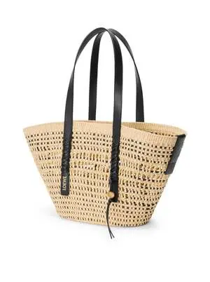 Loewe Medium Braid Basket Bag In Iraca Palm And Calfskin - Multicolor