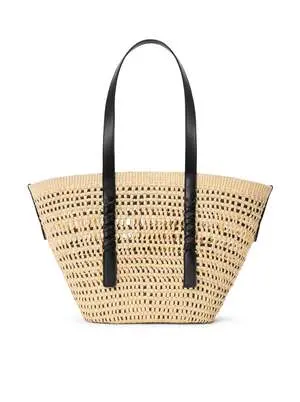 Loewe Medium Braid Basket Bag In Iraca Palm And Calfskin - Multicolor