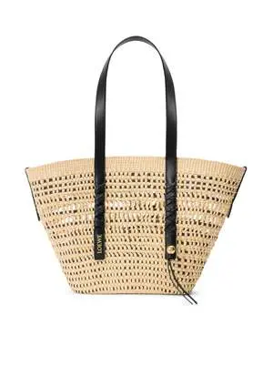 Loewe Medium Braid Basket Bag In Iraca Palm And Calfskin - Multicolor