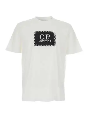 C.P. COMPANY White Crew Neck T-shirt With Logo On Front In Cotton For
