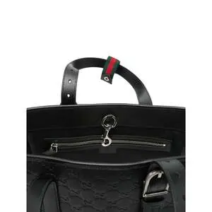 Gucci Embossed Logo Leather Tote Bag - Black