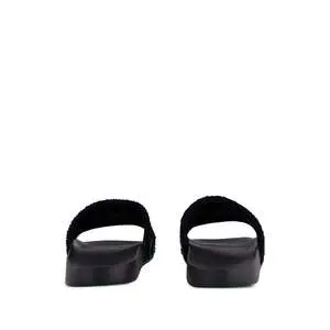 Casablanca Floral Embroidered Slip-on Sandals - Black