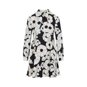 Celine Floral Print Virgin Wool & Mohair Blend Mini Dress - Black