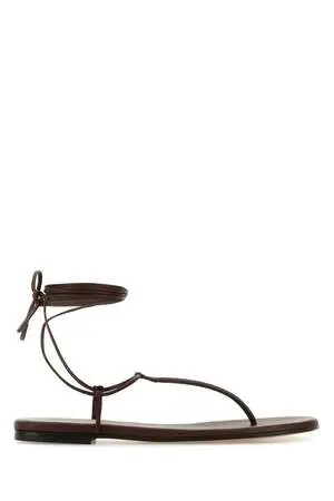 GIANVITO ROSSI Nappa Leather Thong Sandals - Brown