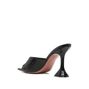 Amina Muaddi Leather Open Toe Sculptural Heel Slip-on Sandals