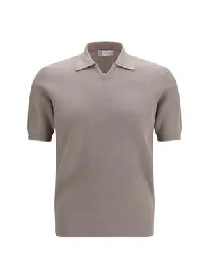 Brunello Cucinelli Cotton Ribbed Polo - Gray