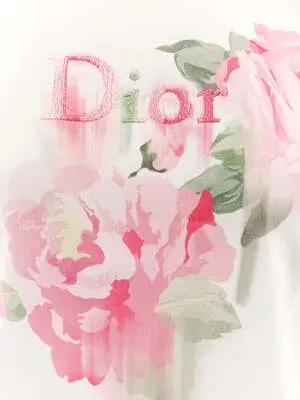 Dior Cotton T-shirt With Painted Roses Print - Multicolor