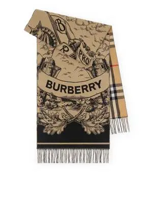 Burberry Reversible Cashmere Scarf With Ekd - Multicolor