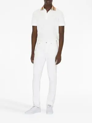 Burberry Check-collar Cotton Polo Shirt - Multicolor