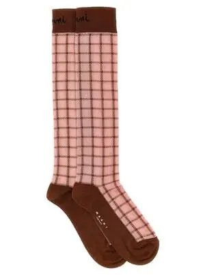 Marni Knee High Check Socks - Multicolor