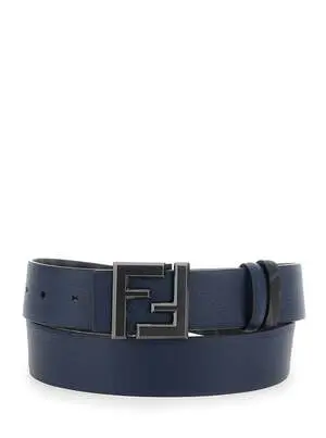 Fendi Reversible Leather Belt With Ff Buckle - Multicolor
