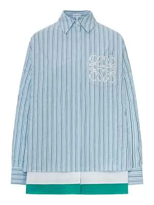 Loewe Technical Cotton Crinkle Striped Shirt
