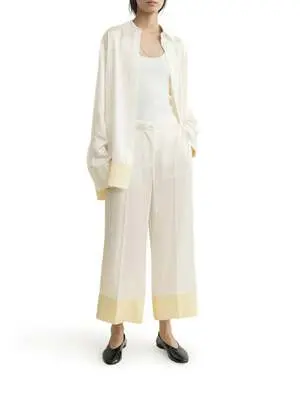 TOTEME Wide-leg Satin Drawstring Trousers - White