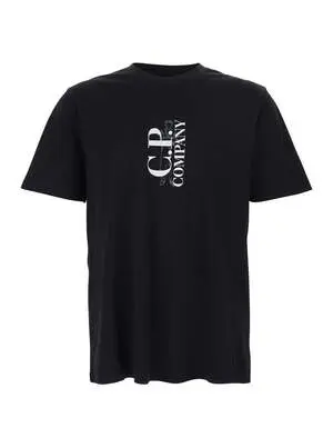 C.P. COMPANY Black T-shirt With Lettering Logo On The Front In Cotton