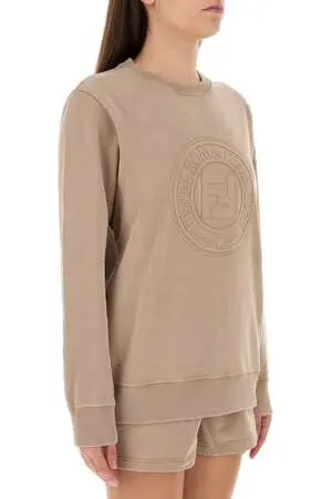 Fendi Oversized Cotton Sweatshirt With Monogram Detail - Brown